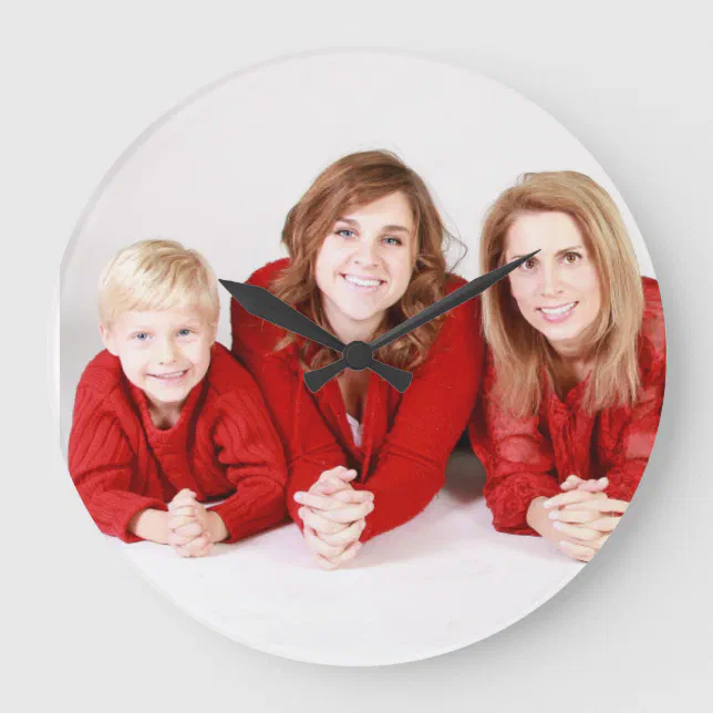FAMILY PORTRAIT CUSTOM PHOTO WALL CLOCK | Zazzle