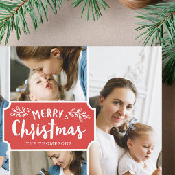 Family Portrait Holiday 4 Photo Card | Zazzle