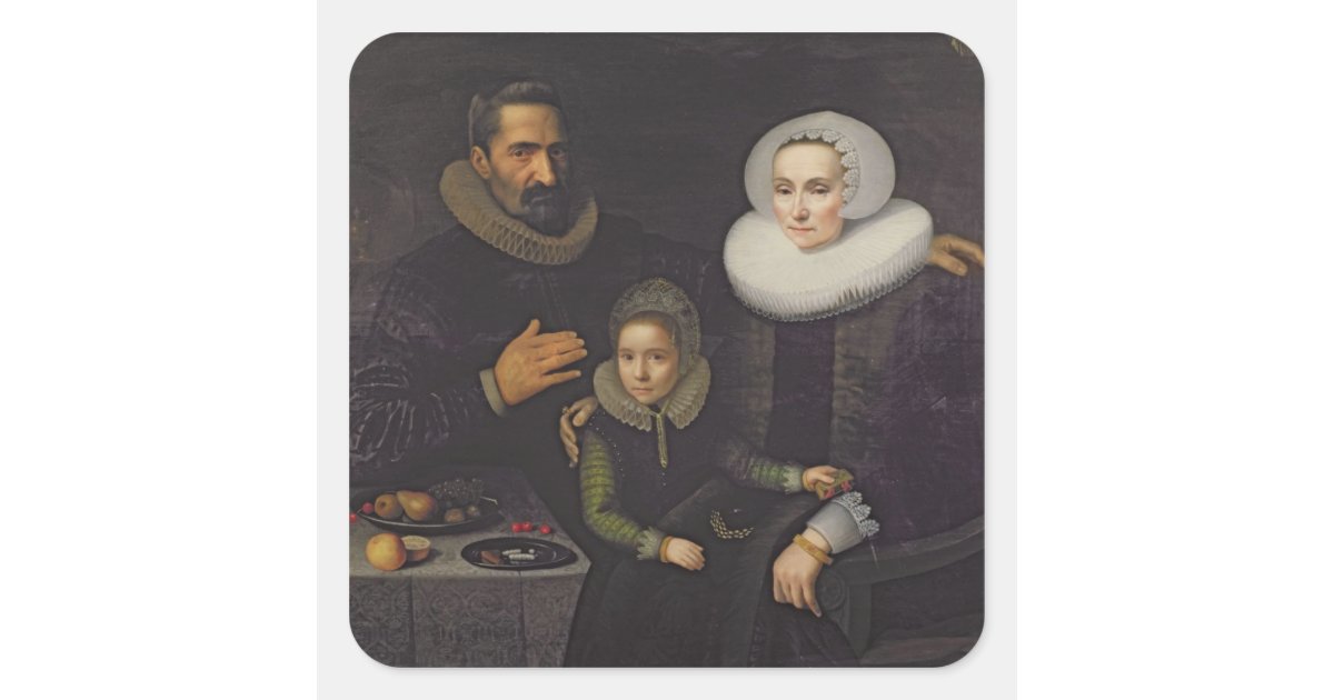 Family Portrait Square Sticker | Zazzle