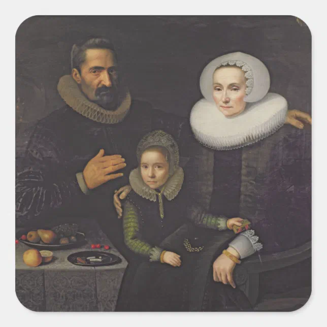 Family Portrait Square Sticker | Zazzle