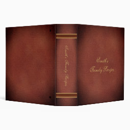 Family Recipe Book Faux Leather Book Spine Classy Binder | Zazzle