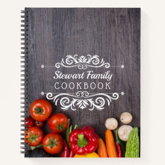 Family Recipes Cookbook Rustic Wood Personalized Notebook | Zazzle