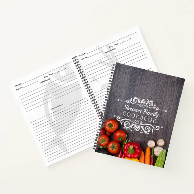 Family Recipes Cookbook Rustic Wood Personalized Notebook | Zazzle