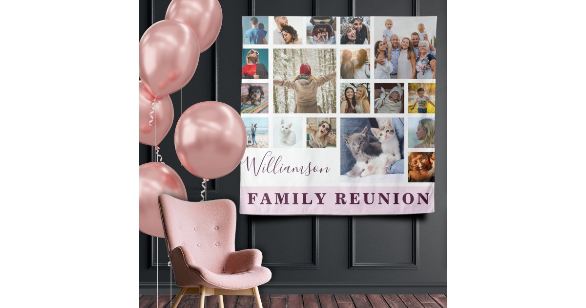 Family Reunion 18 Photo Collage Tapestry | Zazzle