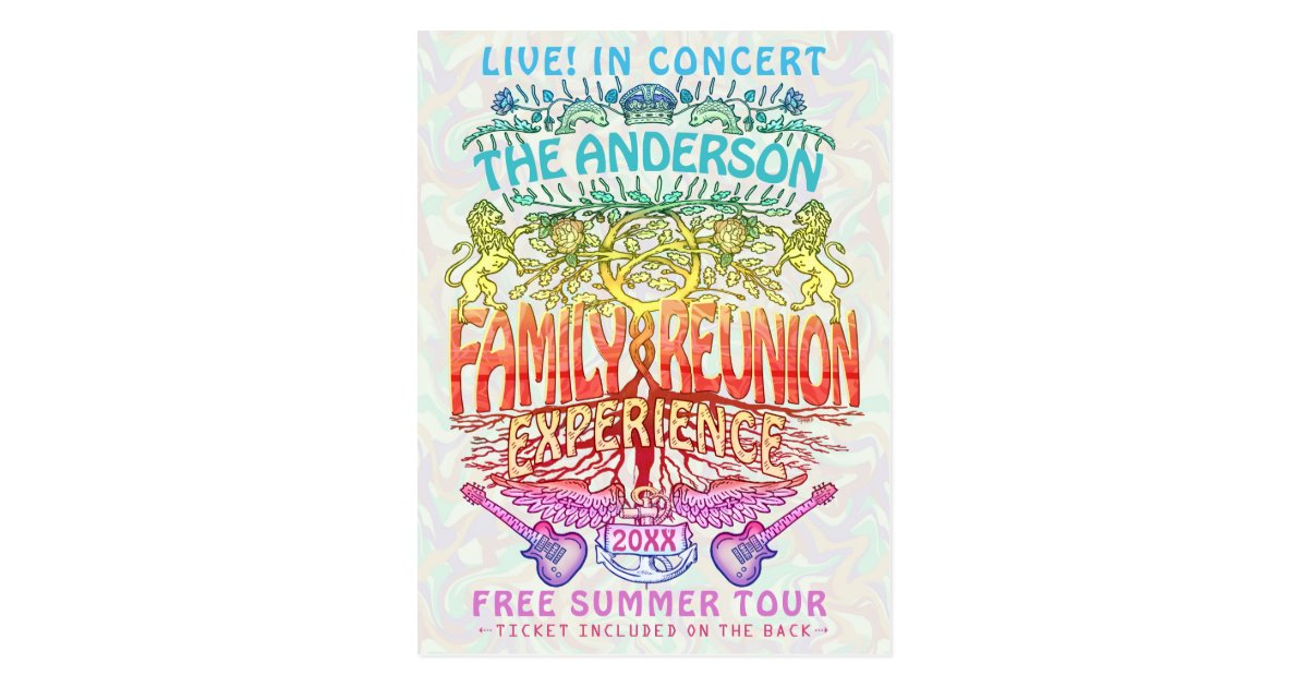 Family Reunion Band Concert Ticket Neon Retro 70s Postcard | Zazzle.com