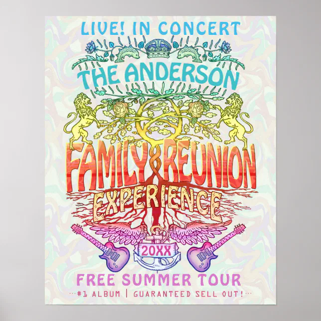 Family Reunion Band Concert Welcome Neon Retro 70s Poster | Zazzle