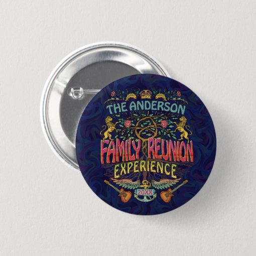 Family Reunion Band Retro 70s Concert Logo Custom Button | Zazzle