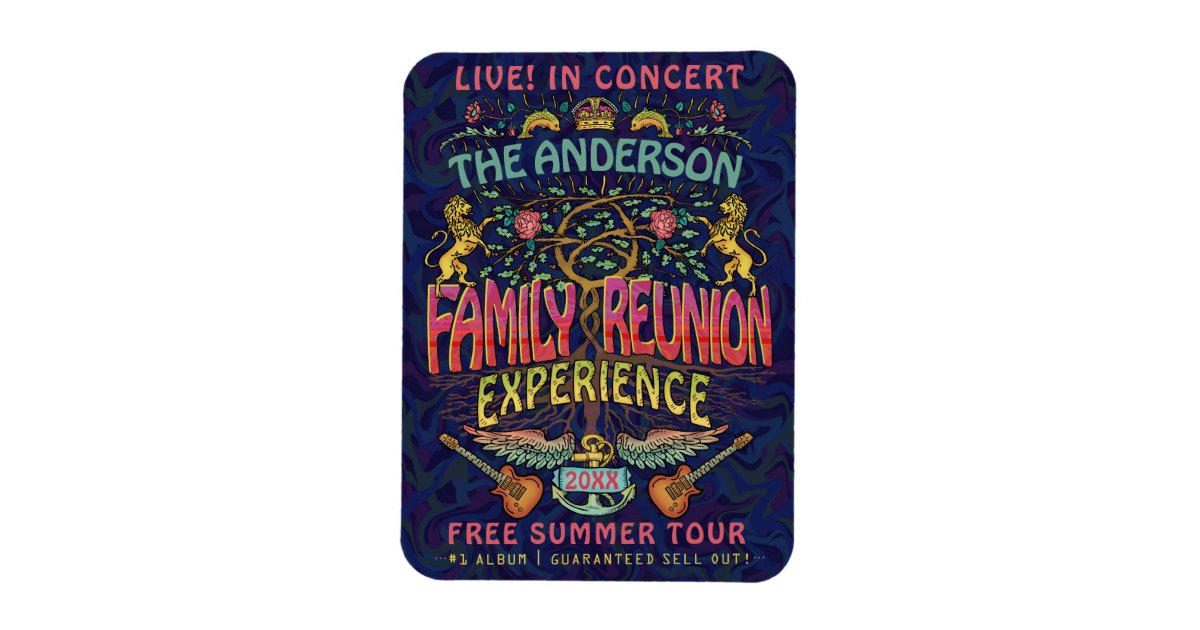 Family Reunion Band Retro 70s Concert Logo Name Magnet | Zazzle