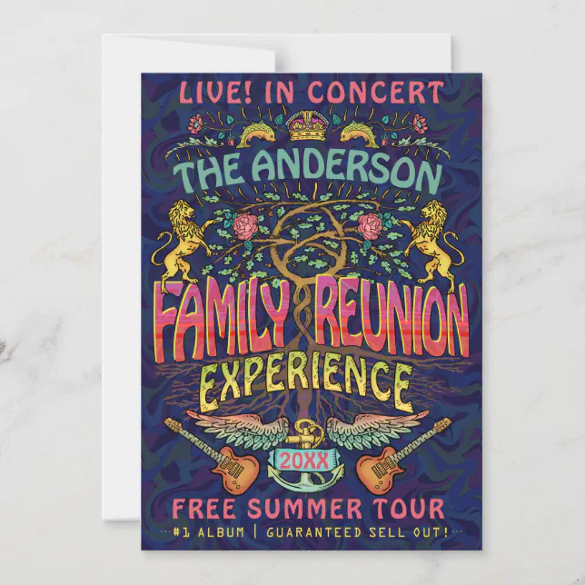 Family Reunion Band Retro 70s Concert Logo Name Magnetic Invitation ...