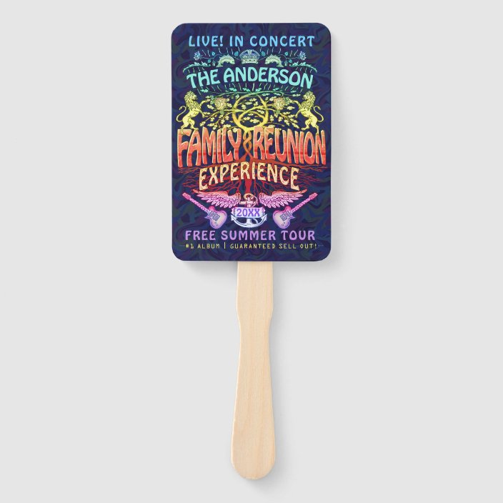 Family Reunion Band Retro 70s Concert Logo Neon Hand Fan | Zazzle.com