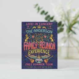 Family Reunion Band Retro 70s Concert Ticket Theme Postcard | Zazzle