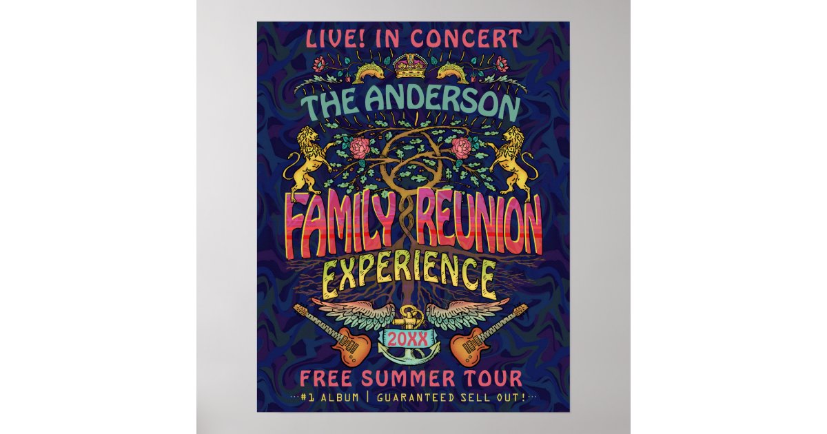 Family Reunion Band Retro 70s Concert Welcome Name Poster | Zazzle