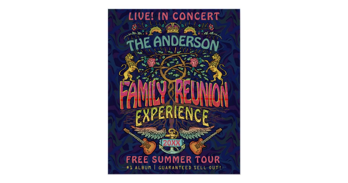 Family Reunion Band Retro 70s Concert Welcome Name Poster | Zazzle