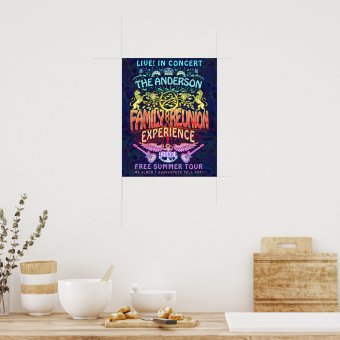 Family Reunion Band Retro 70s Concert Welcome Neon Poster | Zazzle
