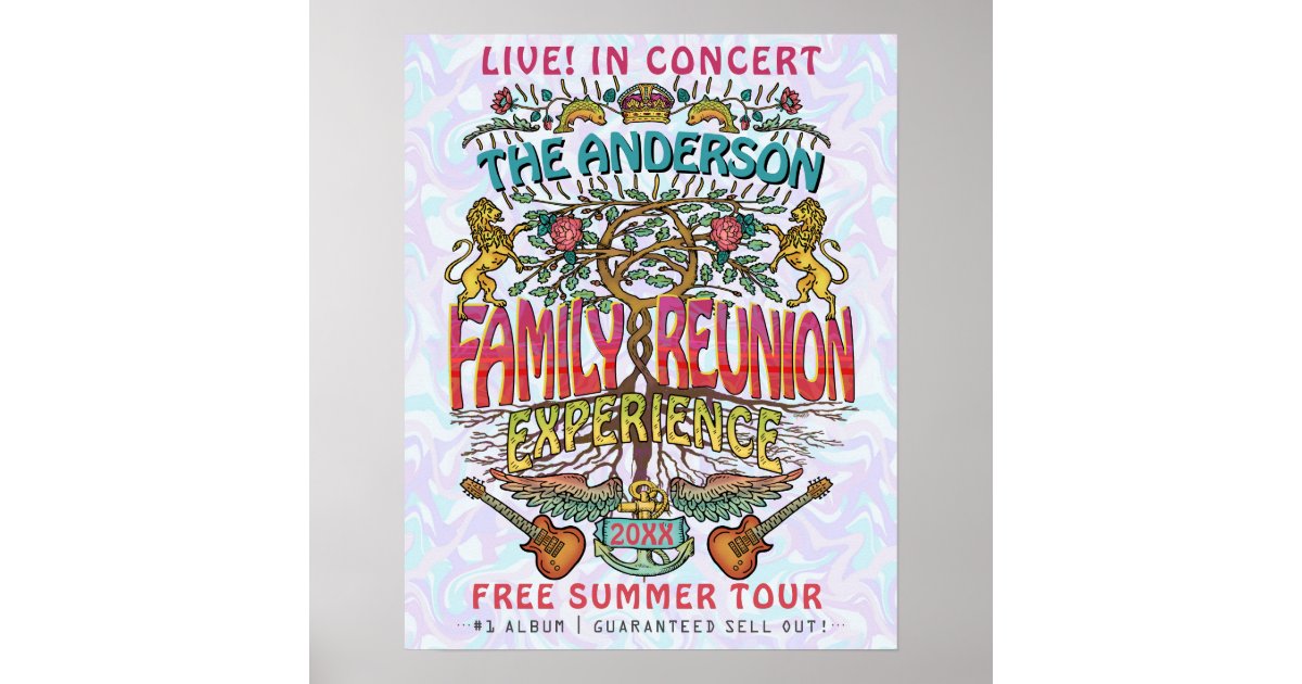 Family Reunion Band Welcome Name Retro 70s Concert Poster | Zazzle