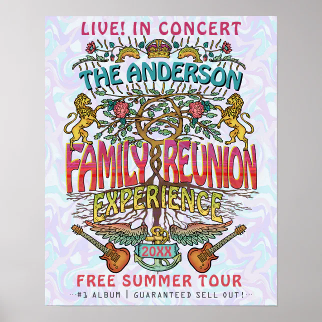 Family Reunion Band Welcome Name Retro 70s Concert Poster | Zazzle