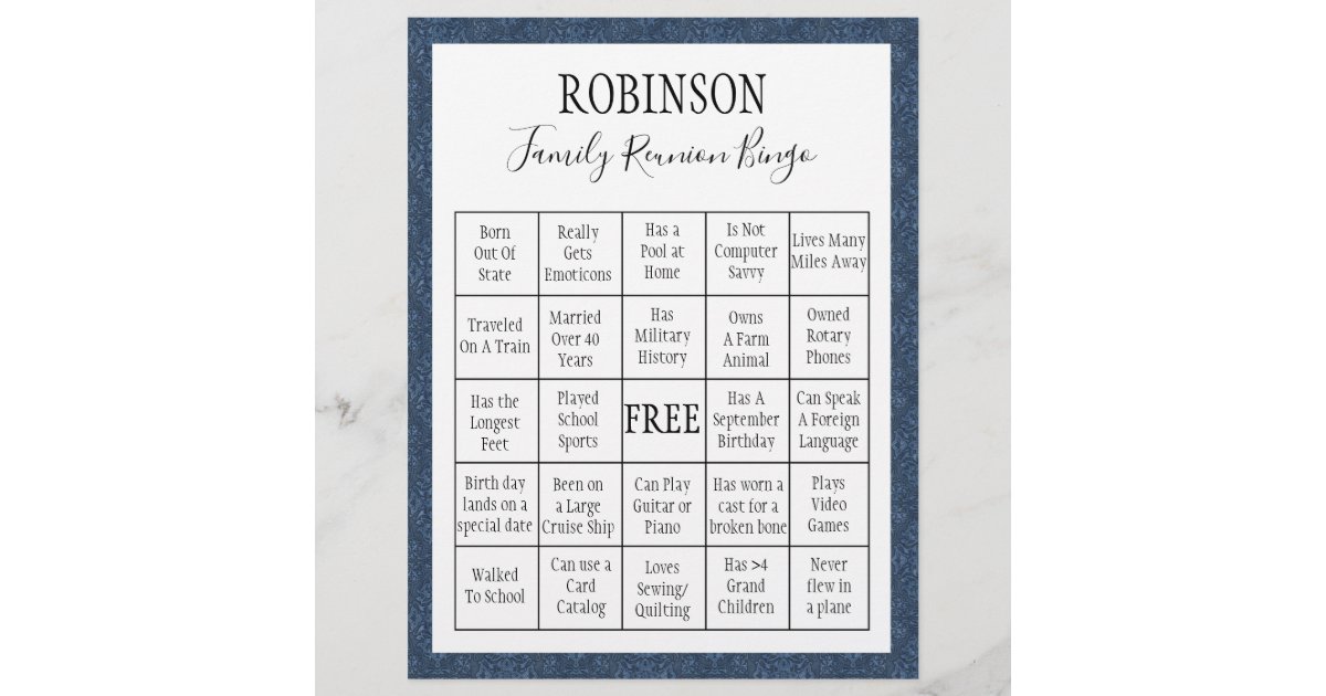 Family Reunion Bingo Game 1 | Zazzle