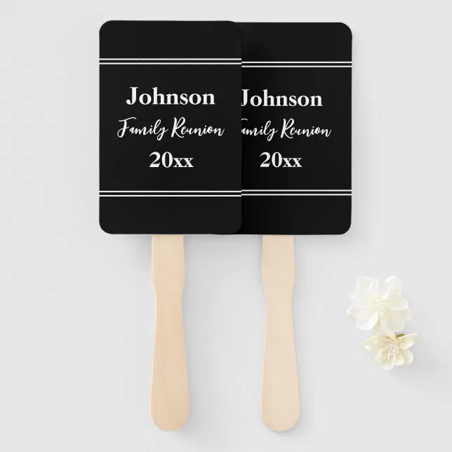 Family Reunion Black and White Name Year Template Hand Fan | Zazzle