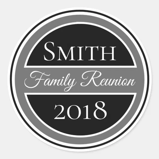 Family Reunion Black Badge Classic Round Sticker | Zazzle