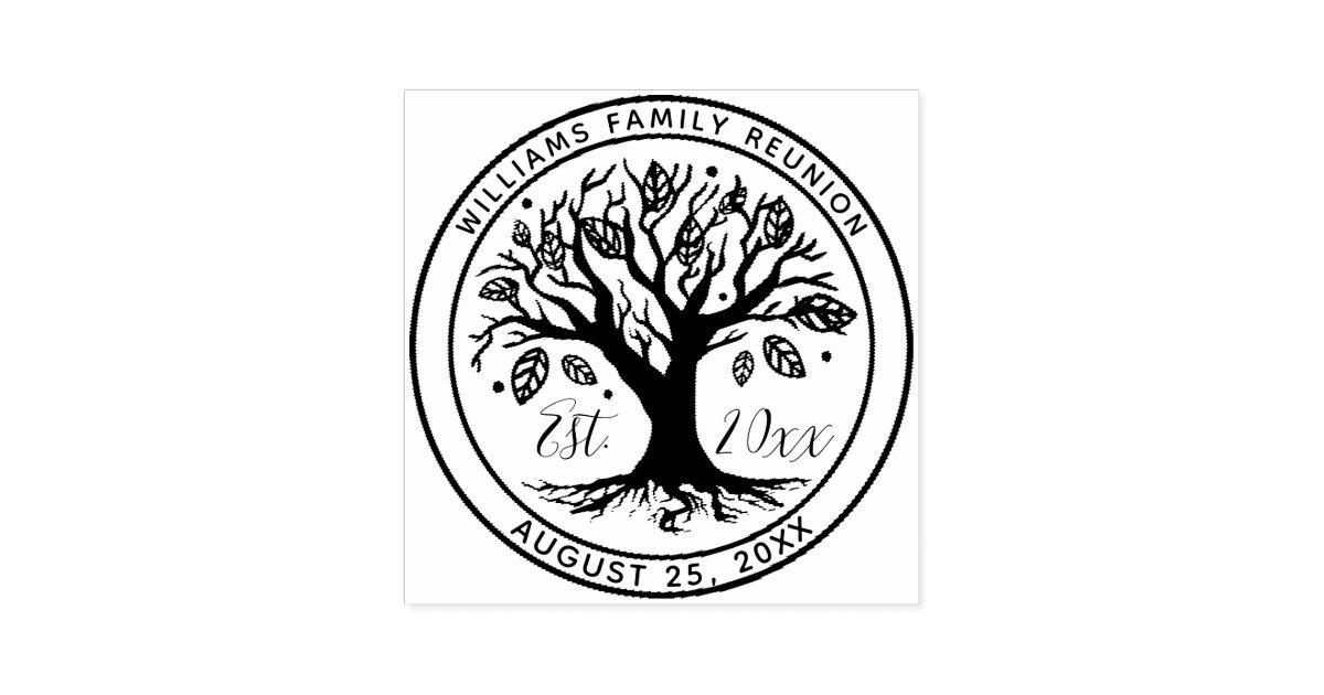 Family Reunion Boho Tree Monogram Name Self-inking Stamp | Zazzle