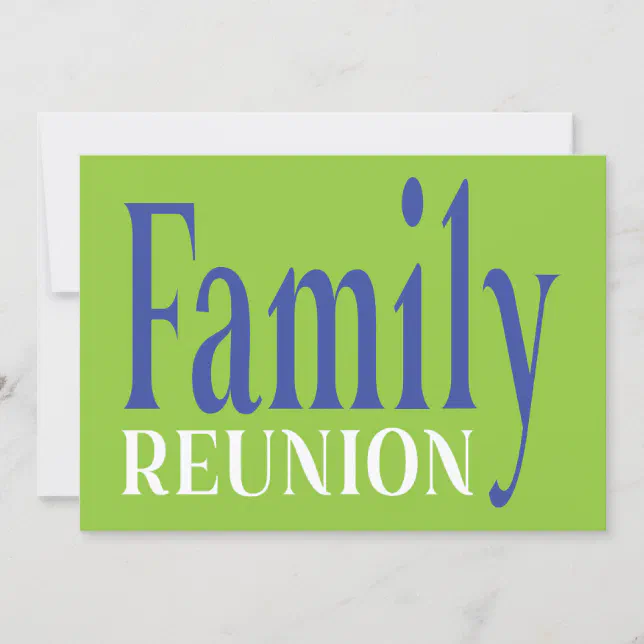 Family Reunion Bold Modern Blue Green Invitation | Zazzle
