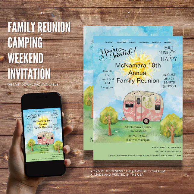 Family Reunion Camping Weekend Invitation | Zazzle