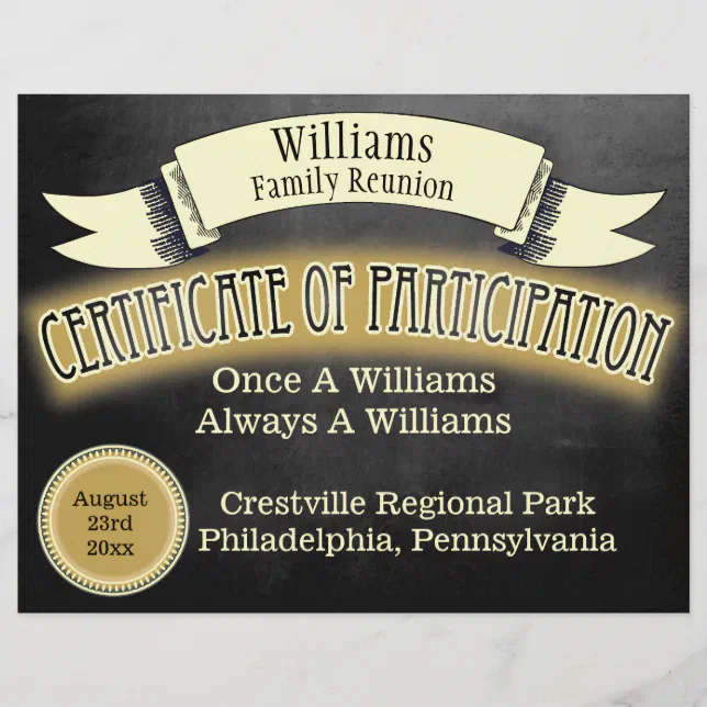 Family Reunion Certificate of Participation | Zazzle
