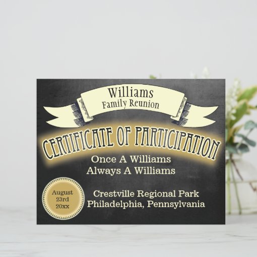 Family Reunion Certificate of Participation | Zazzle