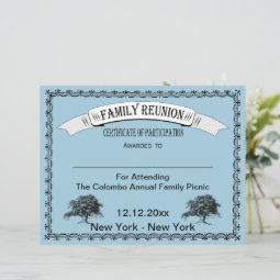 Family Reunion Certificate of Participation | Zazzle