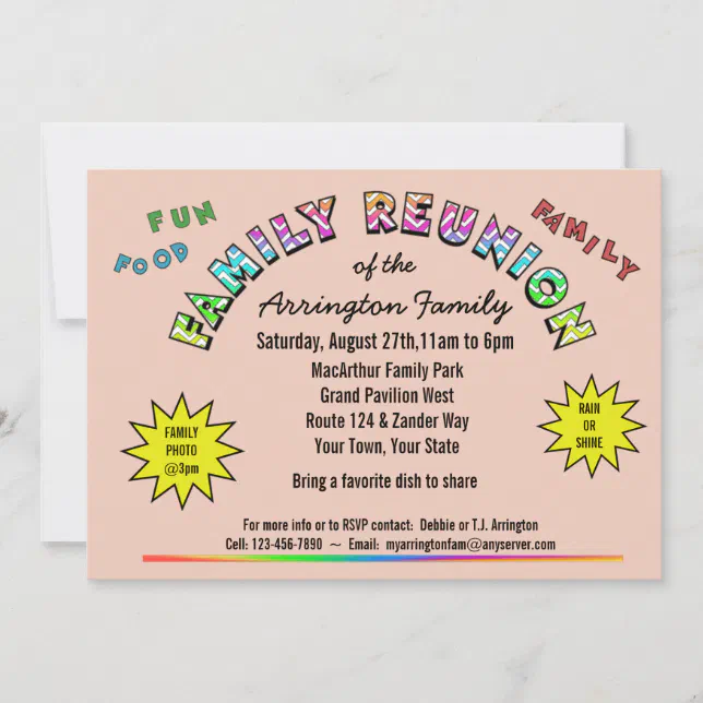 Family Reunion Colors Announcement Invitation | Zazzle