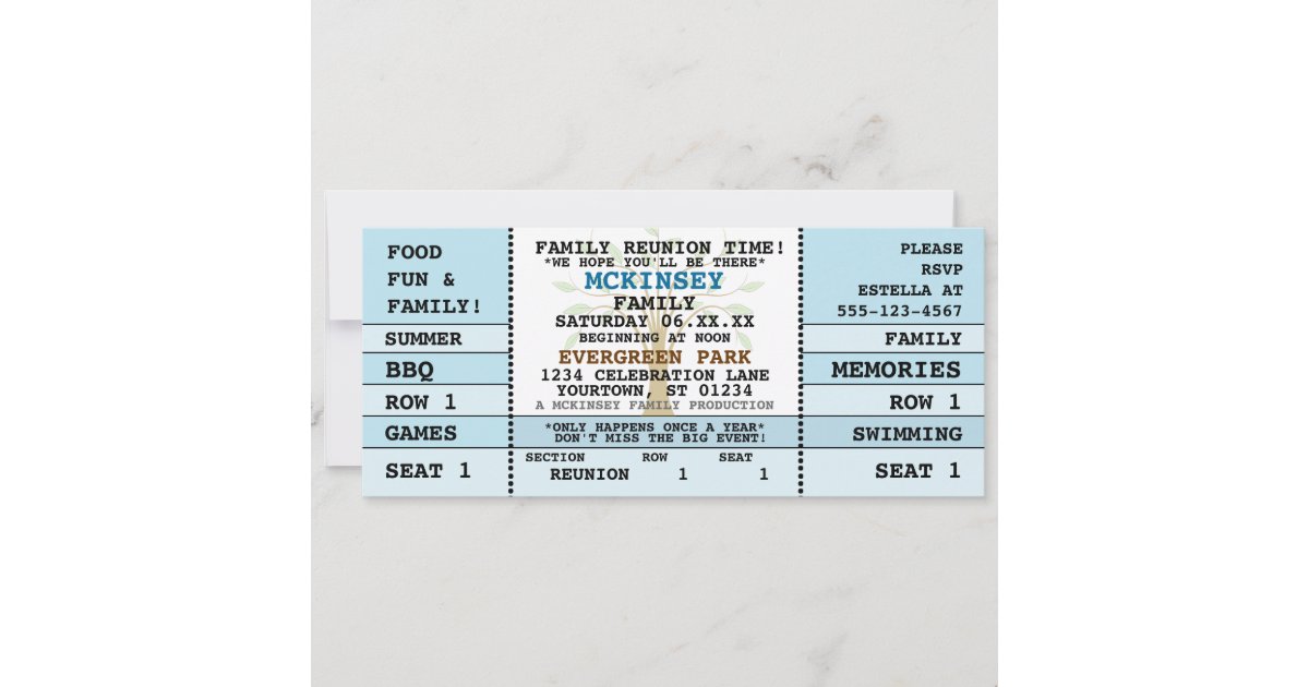 Family Reunion Concert Ticket Invitation | Zazzle.com