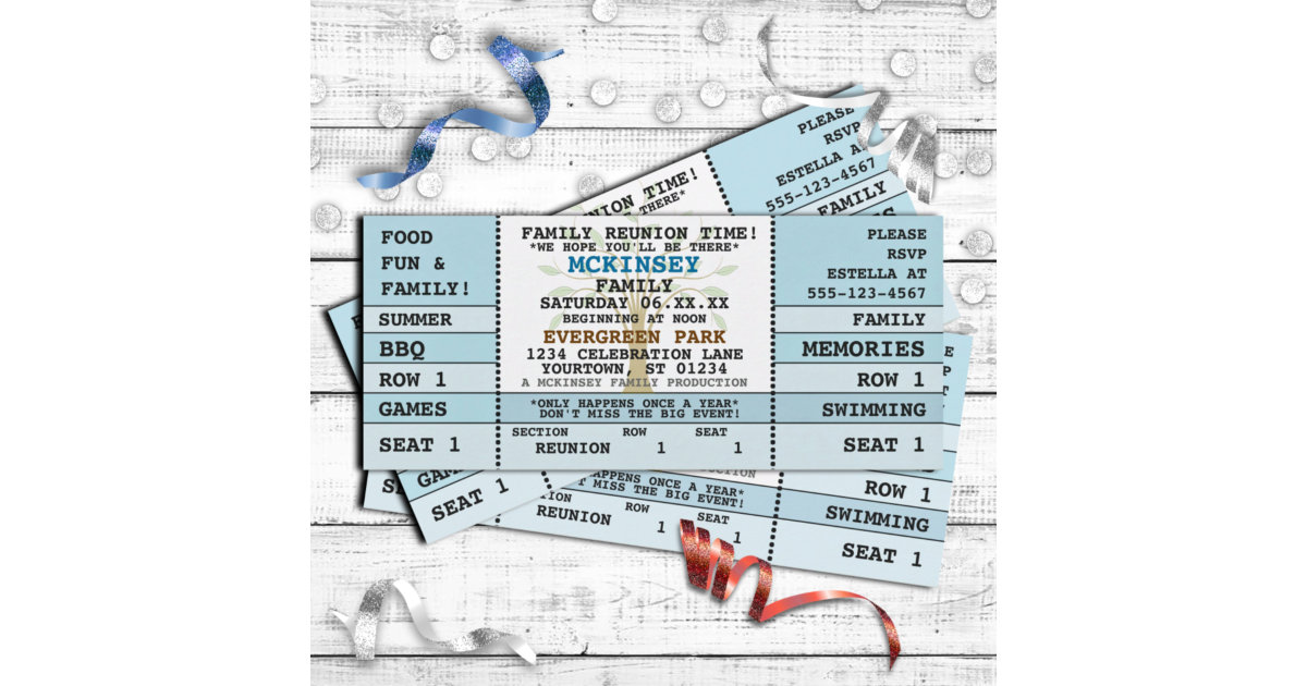 Family Reunion Concert Ticket Invitation | Zazzle