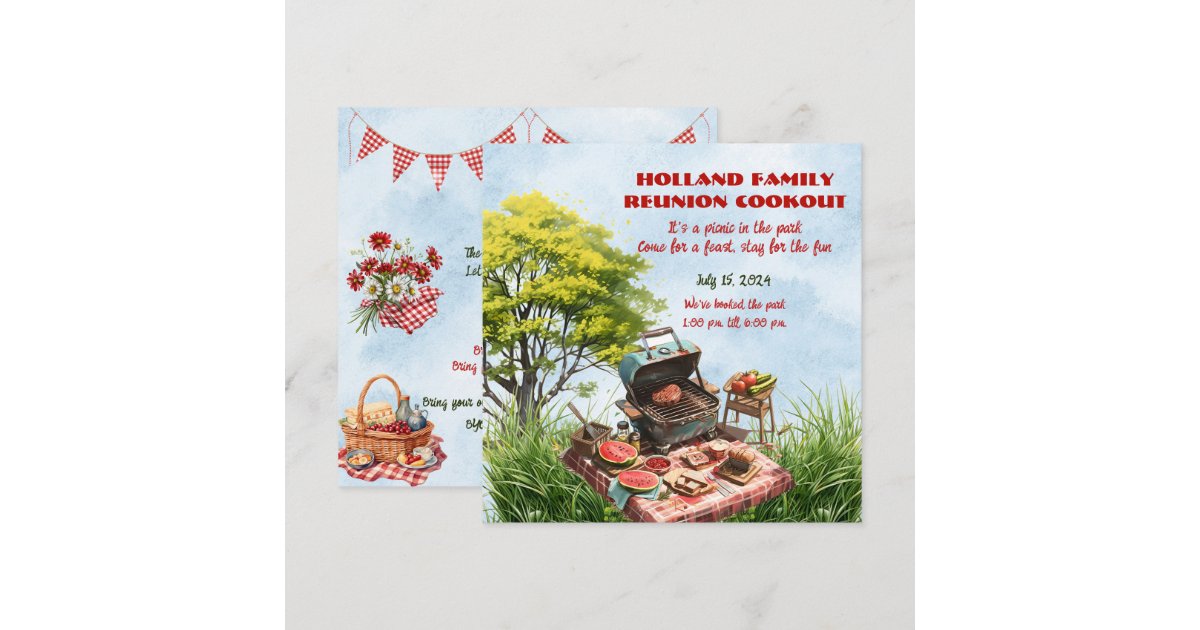Family Reunion Cookout In the Park Invitation | Zazzle