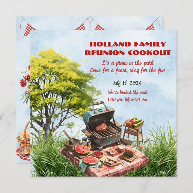 Family Reunion Cookout In the Park Invitation | Zazzle