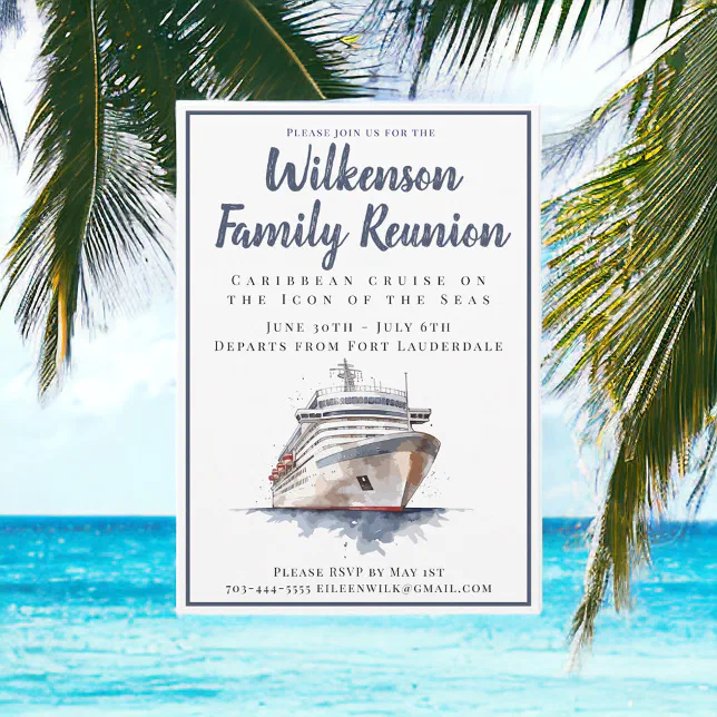 Family Reunion Cruise Vacation to Paradise Invitation | Zazzle