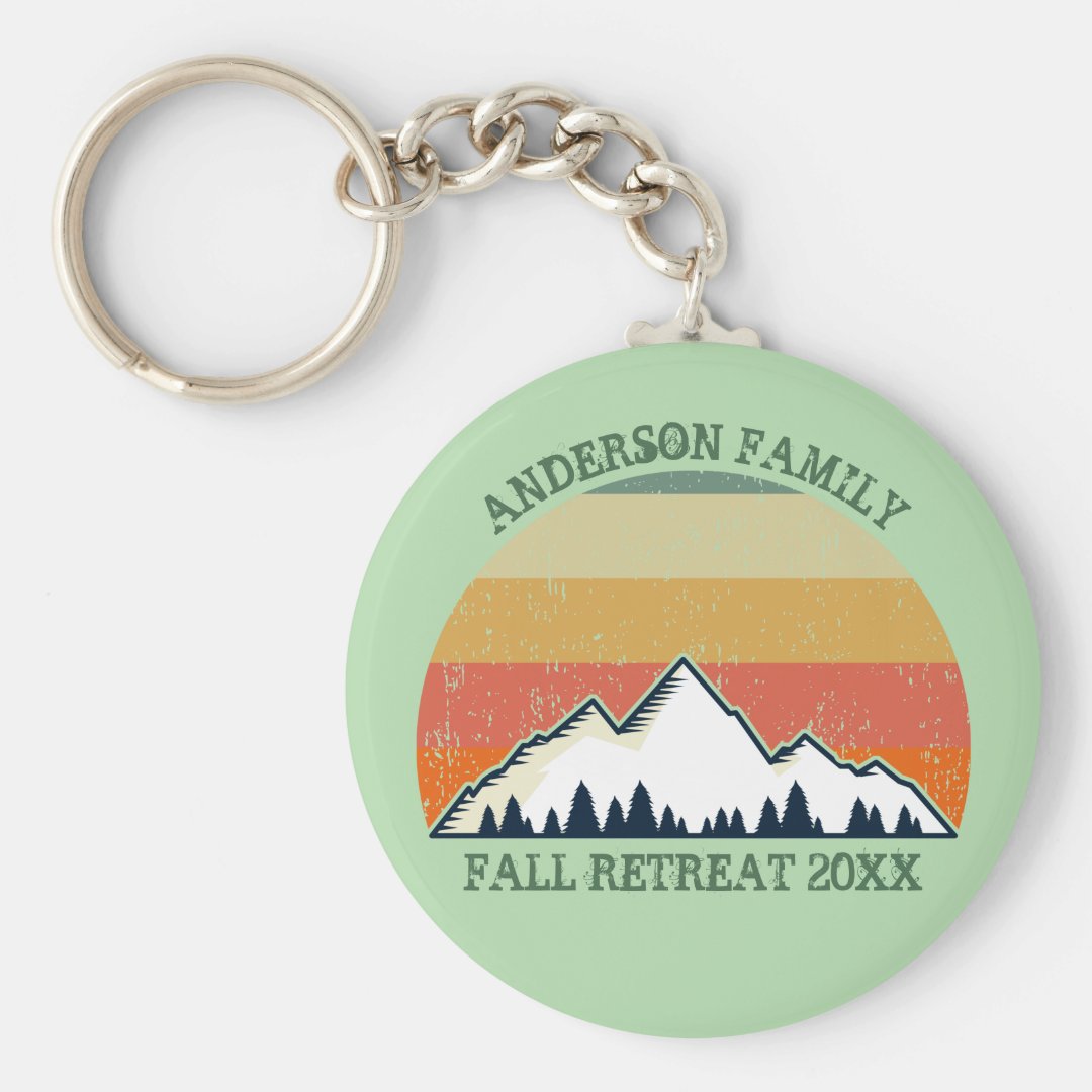 Family Reunion Custom Autumn Sunset Mountain Trip Keychain | Zazzle