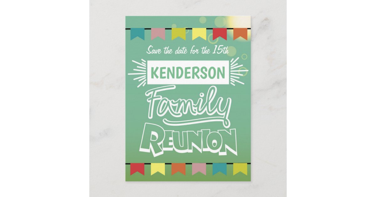 Family reunion design announcement postcard | Zazzle