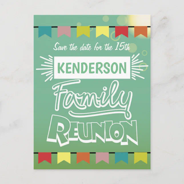 Family reunion design announcement postcard | Zazzle