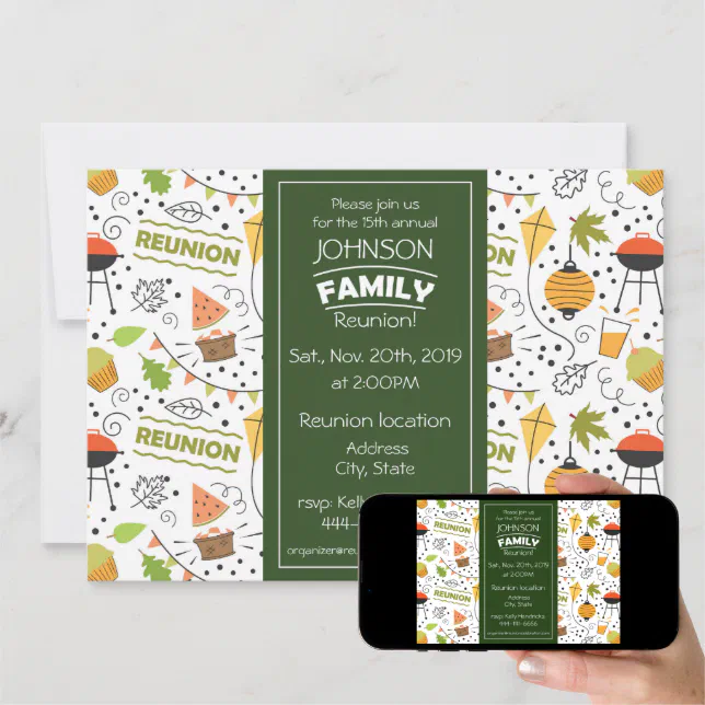 Family reunion design with colorful background invitation | Zazzle