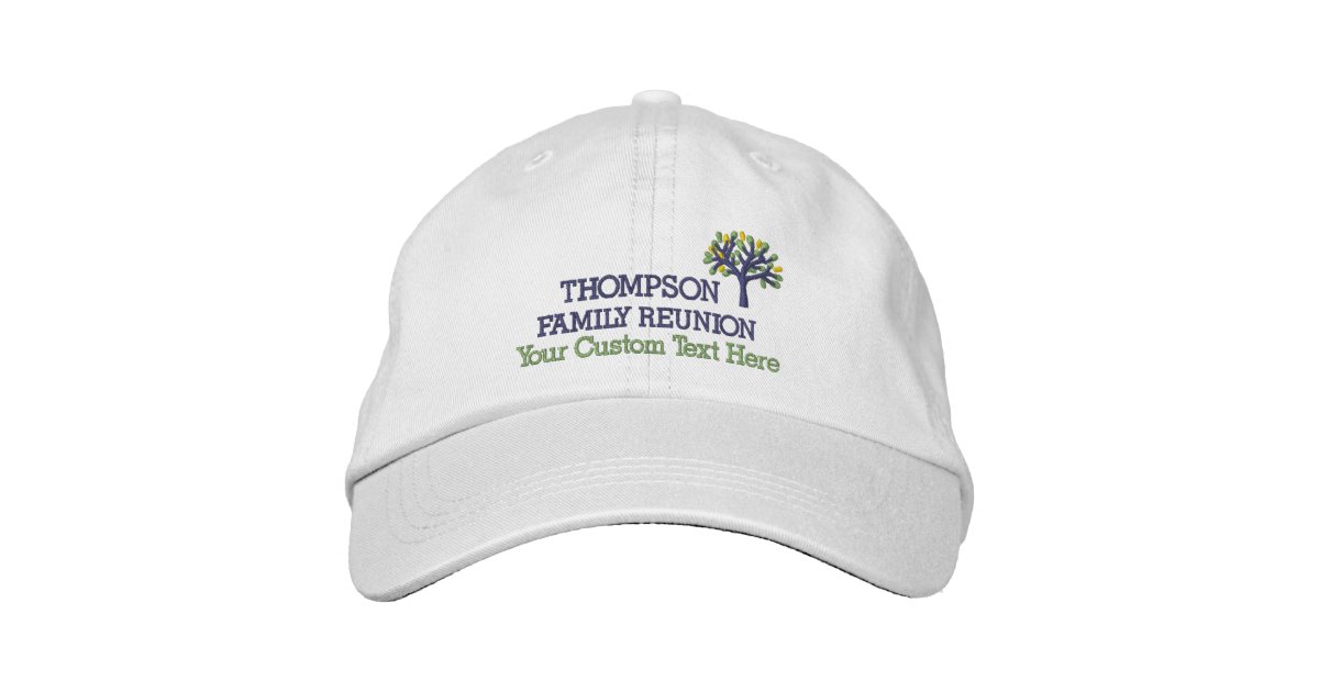 Family Reunion Embroidered Baseball Cap With Tree | Zazzle