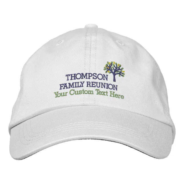 Family Reunion Embroidered Baseball Cap With Tree | Zazzle