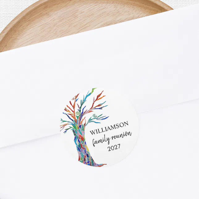 Family Reunion Family Tree Classic Round Sticker | Zazzle