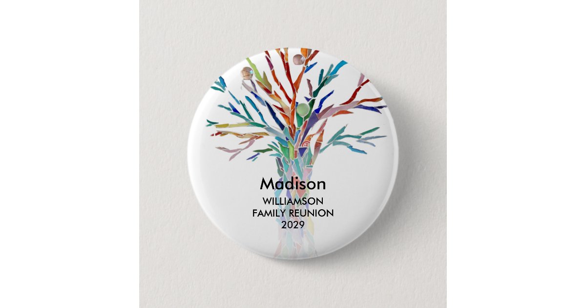 Family Reunion Family Tree Custom Name Badge Button | Zazzle