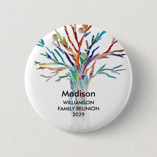 Family Reunion Family Tree Custom Name Badge Button | Zazzle
