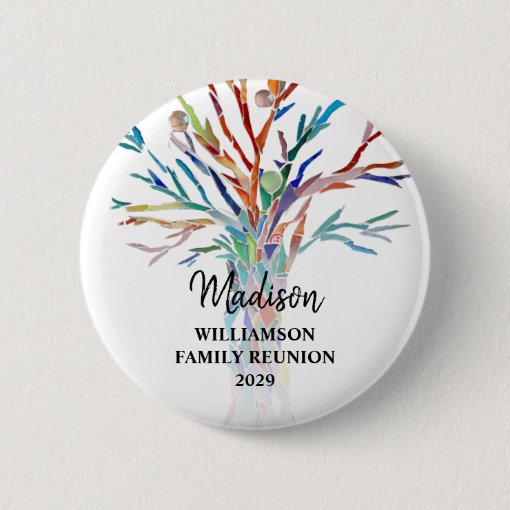 Family Reunion Family Tree Custom Name Tag Button | Zazzle