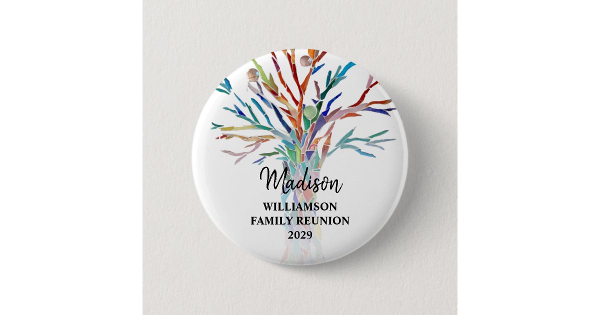 Family Reunion Family Tree Custom Name Tag Button | Zazzle