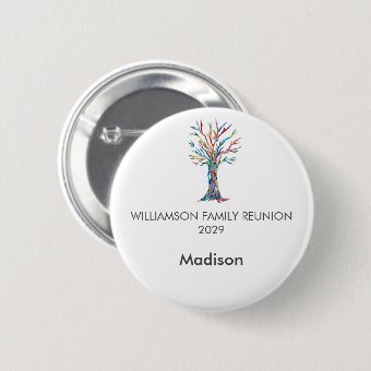 Family Reunion Family Tree Custom Name Tag Button | Zazzle