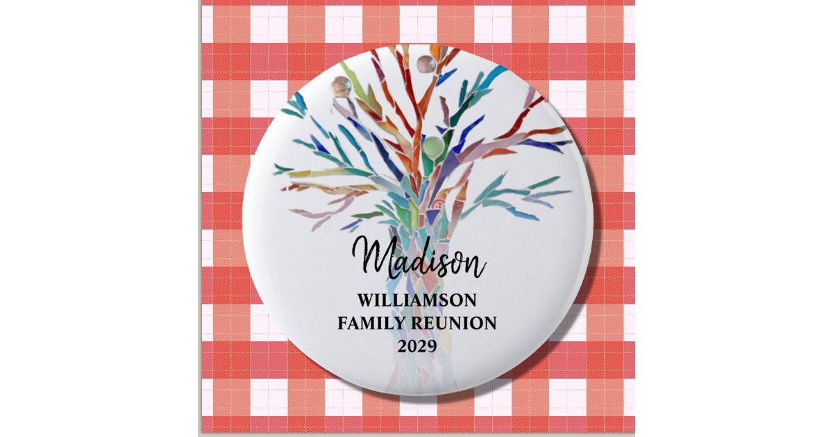 Family Reunion Family Tree Custom Name Tag Button | Zazzle