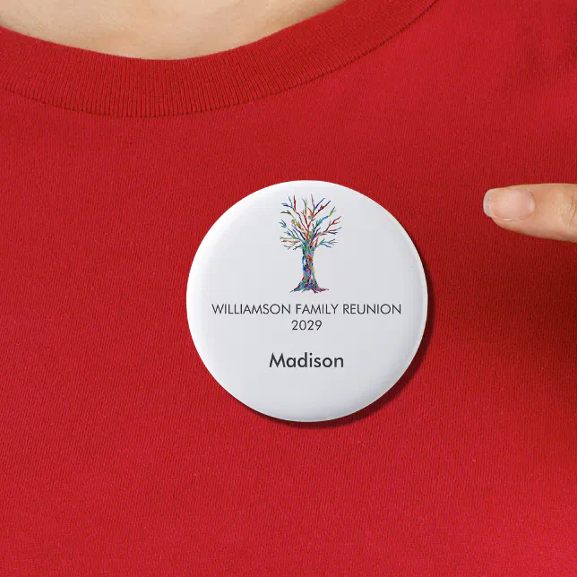 Family Reunion Family Tree Custom Name Tag Button | Zazzle