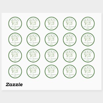 Family Reunion Family Tree Green Commemorative Classic Round Sticker ...